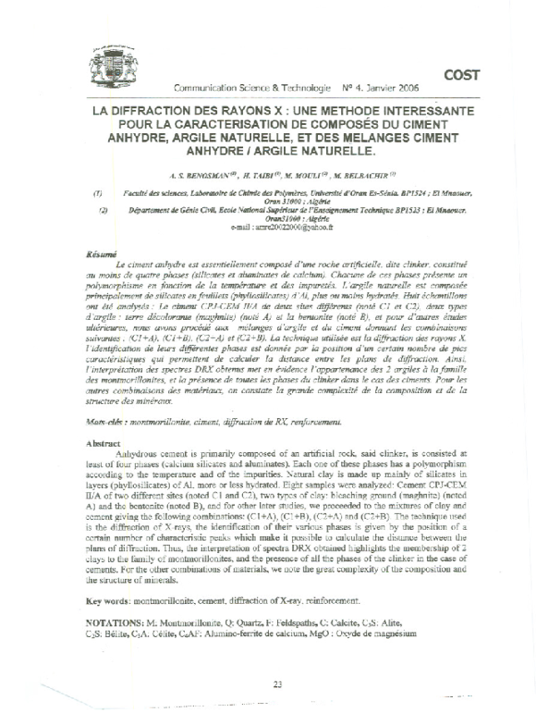 (PDF) La Diffraction Des Rayons X : Une Methode Interessante Pour La ...