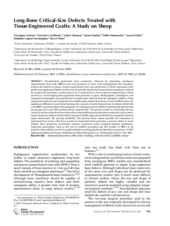 (PDF) Long-bone critical-size defects treated with tissue-engineered ...