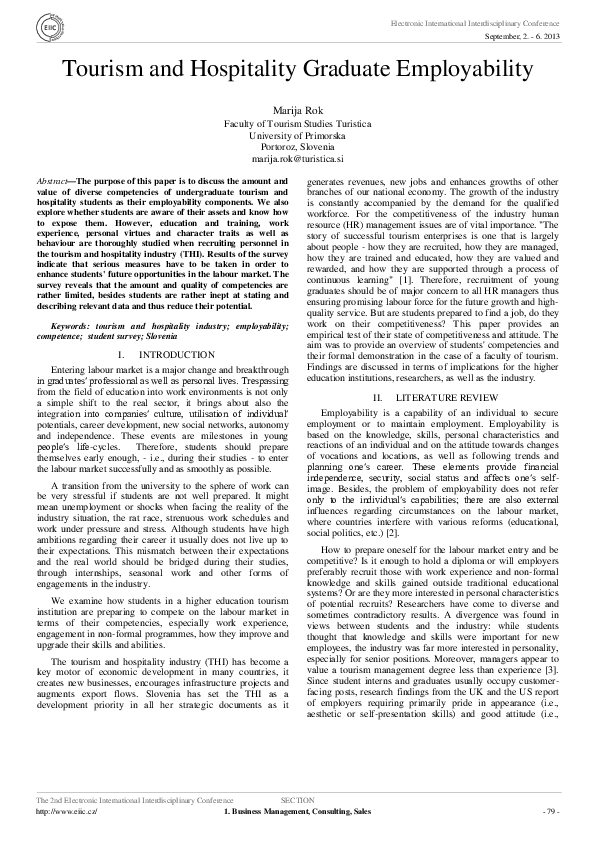 (PDF) Tourism and Hospitality Graduate Employability