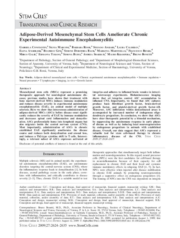 (PDF) Adipose-Derived Mesenchymal Stem Cells Ameliorate Chronic Experimental Autoimmune ...