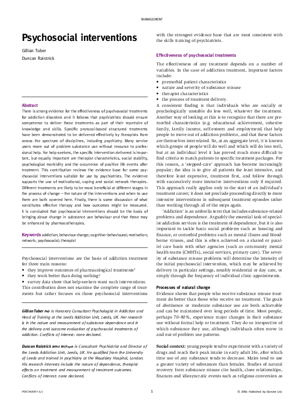 (PDF) Psychosocial interventions