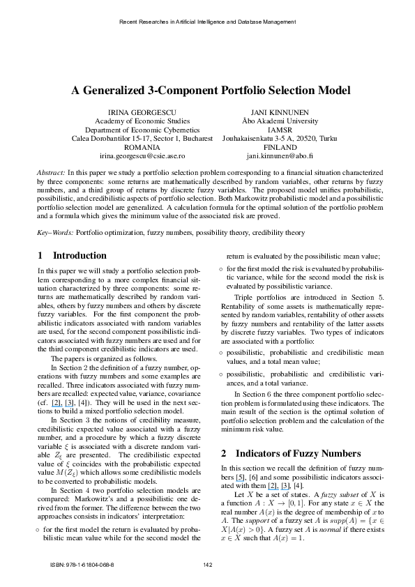 (PDF) A generalized 3-component portfolio selection model | Irina ...