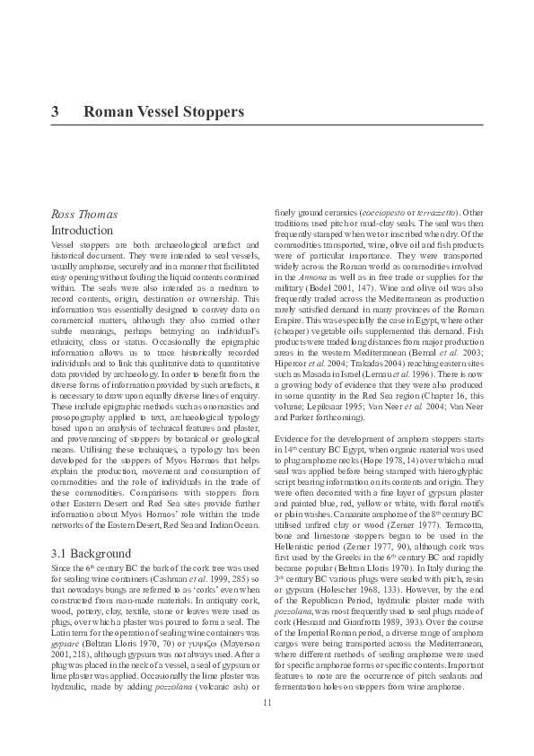 (PDF) Myos Hormos - Quseir al-Qadim: Roman vessel stoppers (2011)