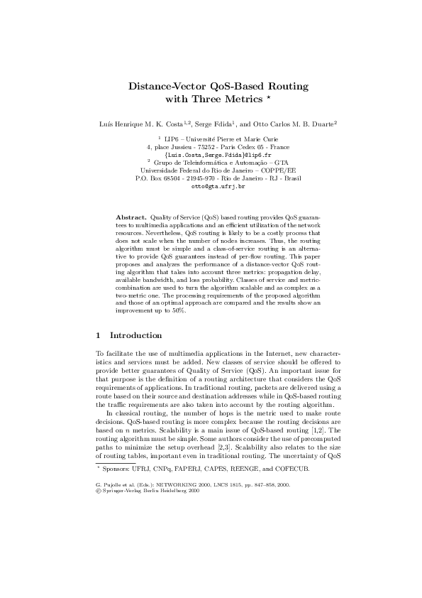 Pdf Distance Vector Qos Based Routing With Three Metrics