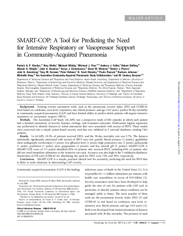 (PDF) SMART‐COP: A Tool for Predicting the Need for Intensive ...