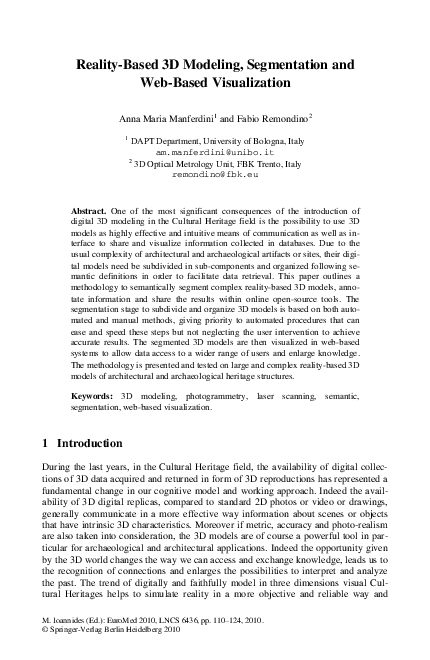 (PDF) Reality-Based 3D Modeling, Segmentation and Web-Based Visualization