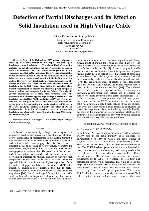 (PDF) Detection of Partial Discharges and its Effect on Solid ...