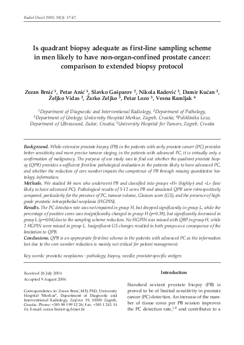 (PDF) Is quadrant biopsy adequate as first-line sampling scheme in men ...