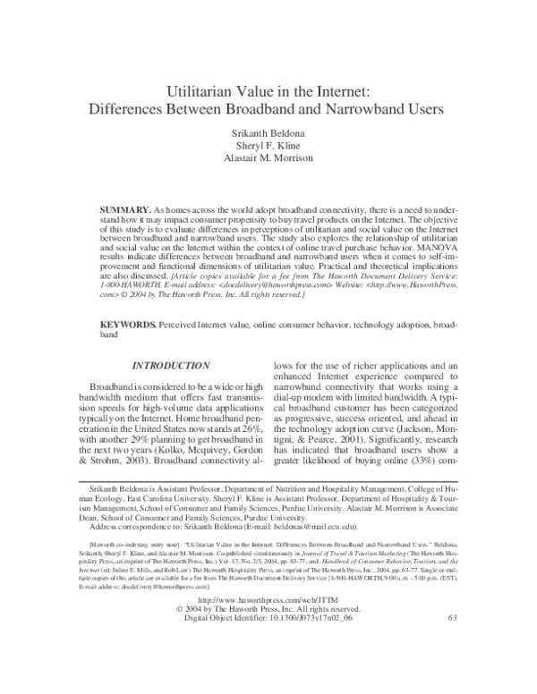 (PDF) Utilitarian Value in the Internet