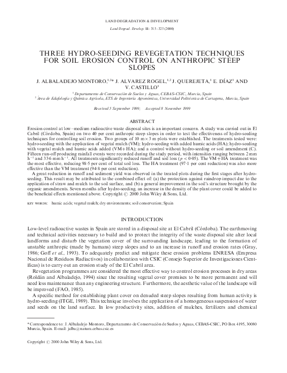(PDF) Three hydro‐seeding revegetation techniques for soil erosion ...