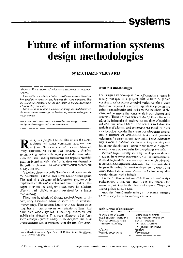 (PDF) Future of information systems design methodologies