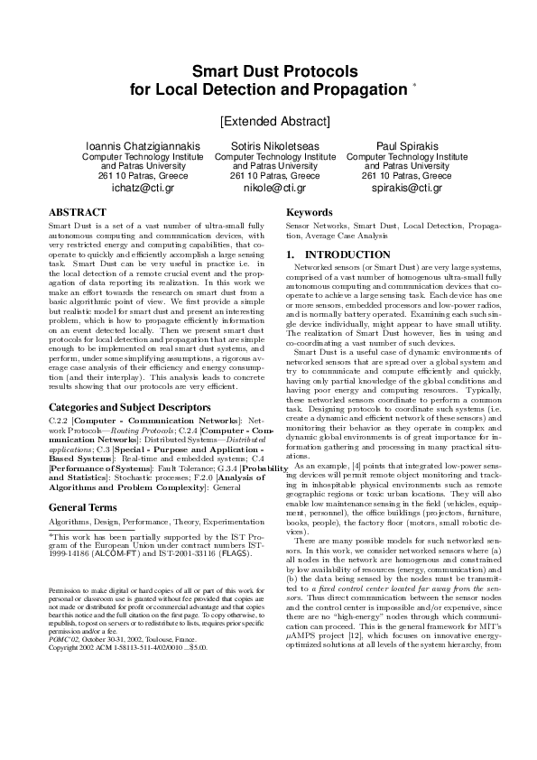 (PDF) Smart dust protocols for local detection and propagation