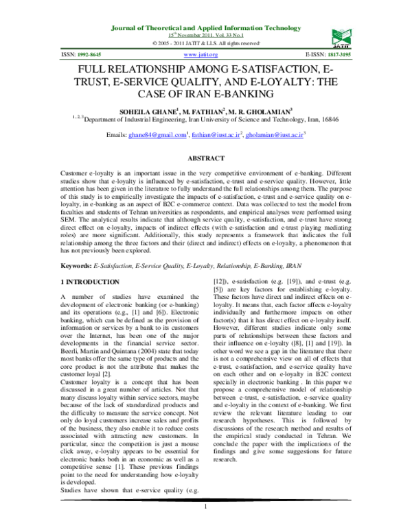 (PDF) Full Relationship Among E-Satisfaction, E-Trust, E-Service Quality, and E-Loyalty: The ...