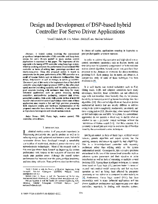 Pdf Design And Development Of Dsp Based Hybrid Controller For Servo