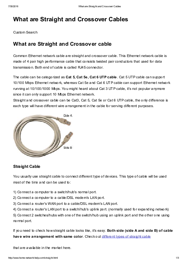 (PDF) What are Straight and Crossover Cables