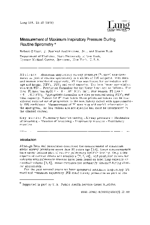 (PDF) Measurement of maximum inspiratory pressure during routine spirometry