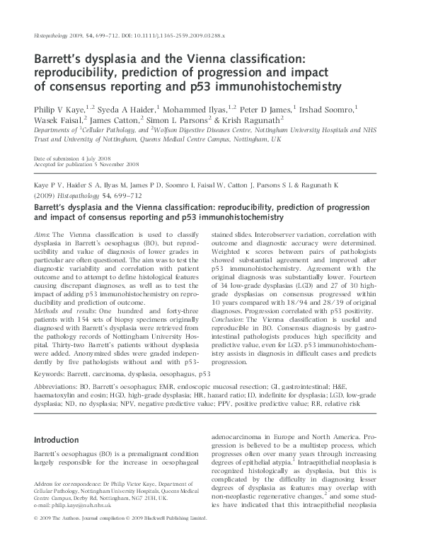 (PDF) Barrett’s dysplasia and the Vienna classification ...