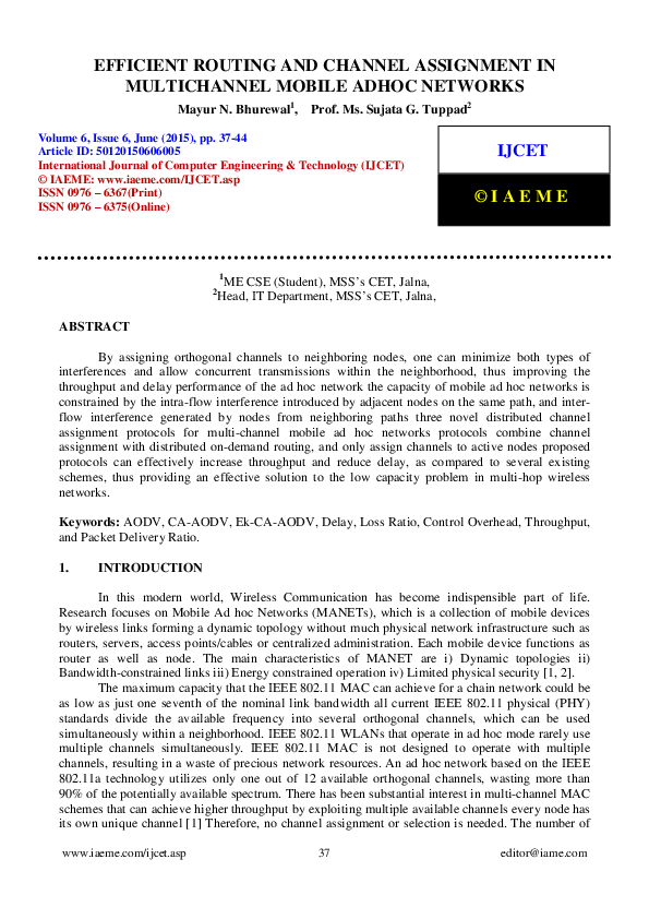(PDF) EFFICIENT ROUTING AND CHANNEL ASSIGNMENT IN MULTICHANNEL MOBILE ADHOC NETWORKS