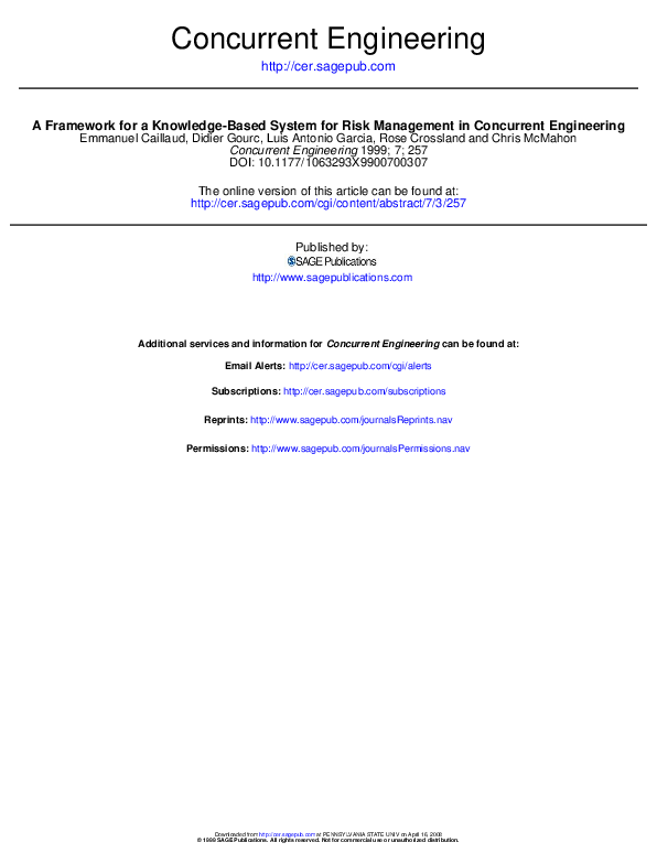 (PDF) A Framework for a Knowledge-Based System for Risk Management in Concurrent Engineering