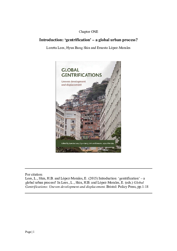 (PDF) Chapter 1 Introduction: 'gentrification' – a global urban process?