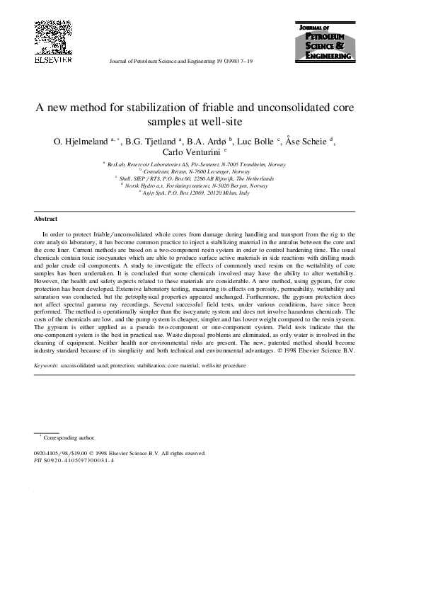 (PDF) A new method for stabilization of friable and unconsolidated core ...