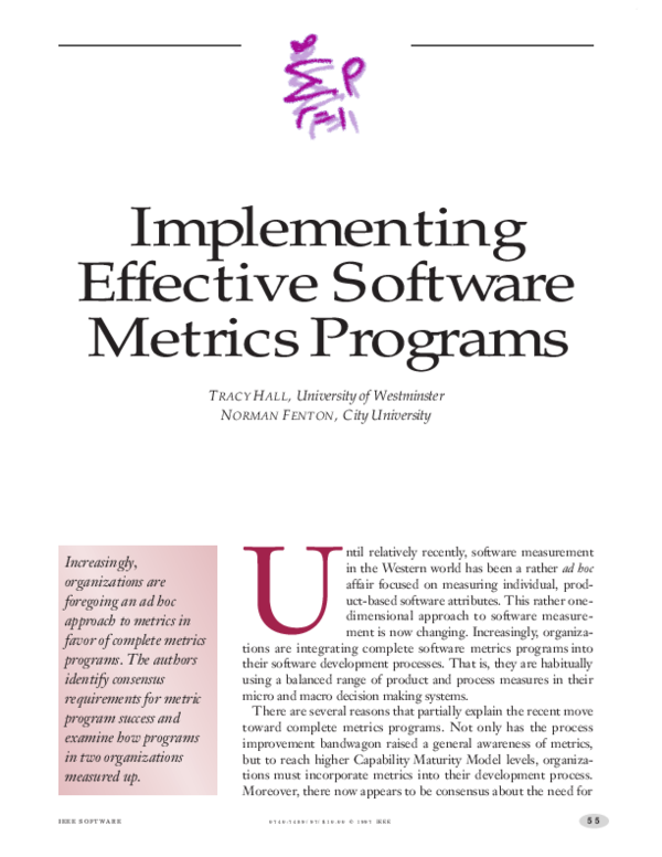 (PDF) Successful Software Metrics Program Strategies