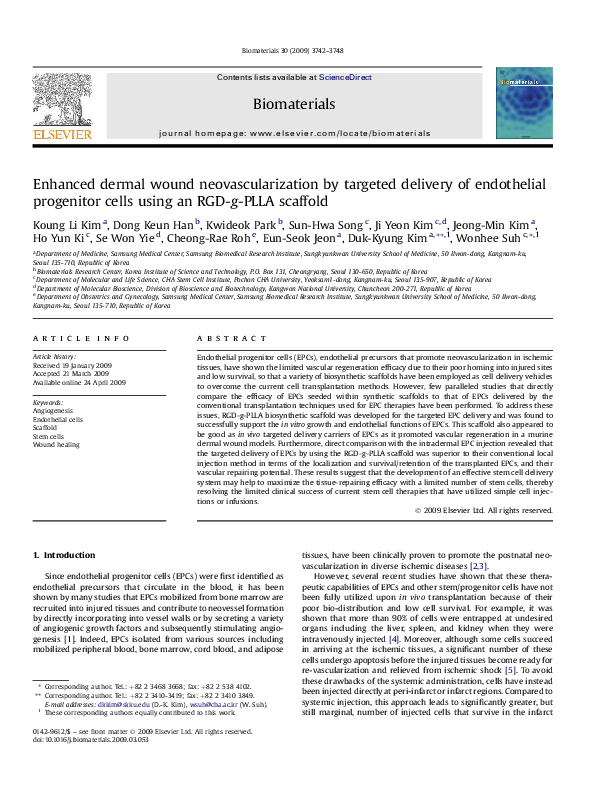 (PDF) Enhanced dermal wound neovascularization by targeted delivery of ...