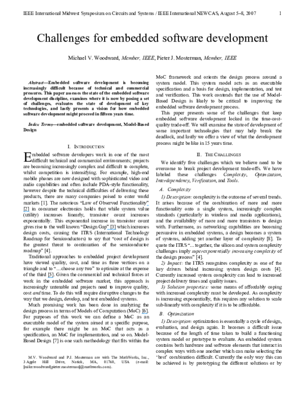 (PDF) Challenges for embedded software development (PDF) Challenges for embedded software development