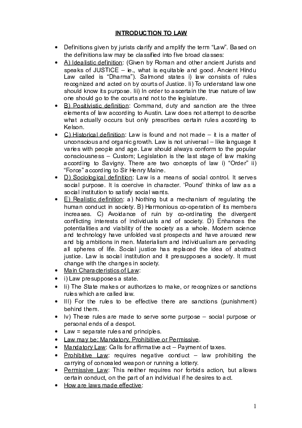 (DOC) INTRODUCTION TO LAW