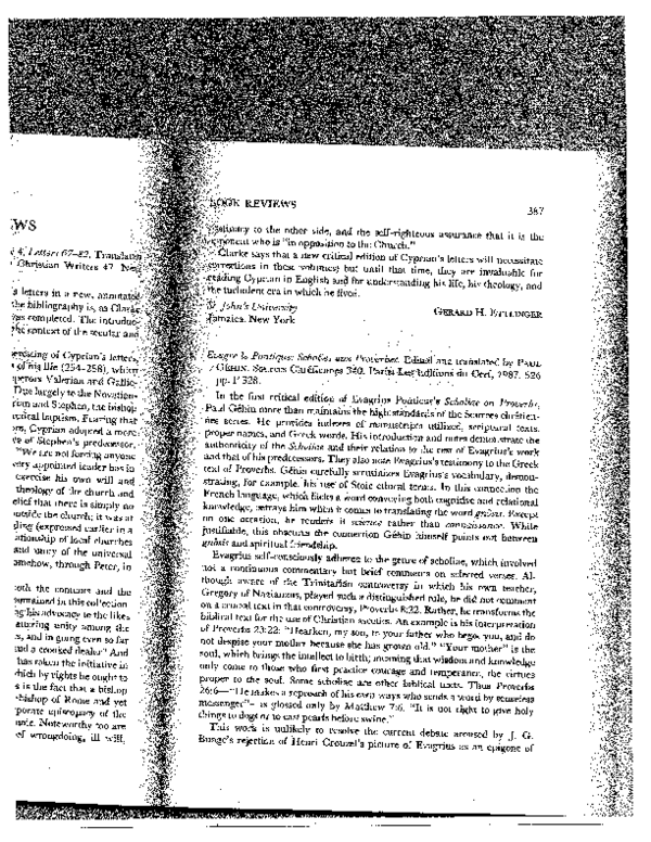 Review of Evagre le Pontique: Scholies aux Proverbes, ed. and tr. by ...