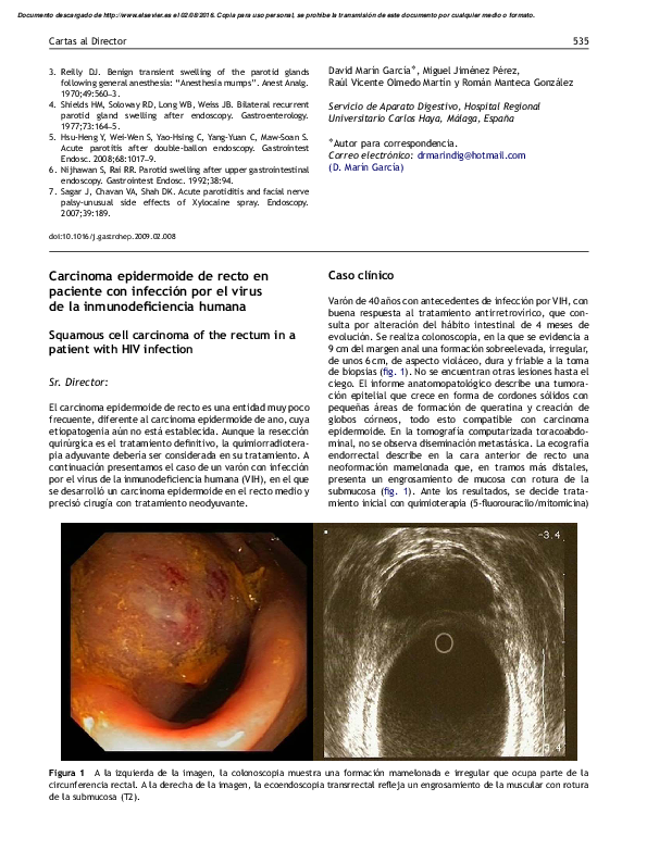 (PDF) Carcinoma epidermoide de recto en paciente con infección por el ...