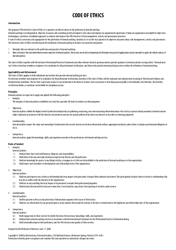 (PDF) CODE OF ETHICS