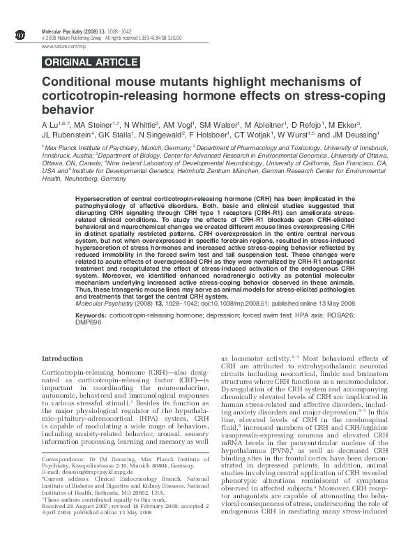 (PDF) Conditional mouse mutants highlight mechanisms of corticotropin ...