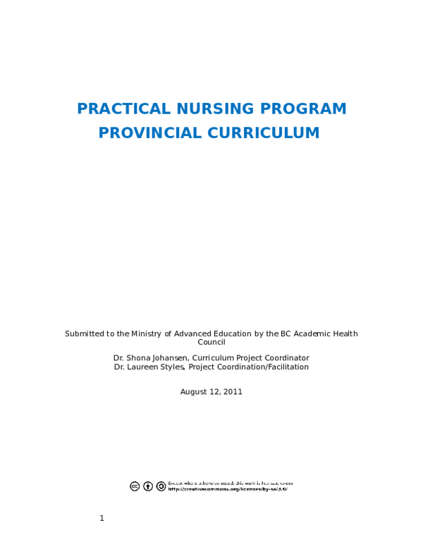 (DOC) Practical Nursing Program Provincial Curriculum