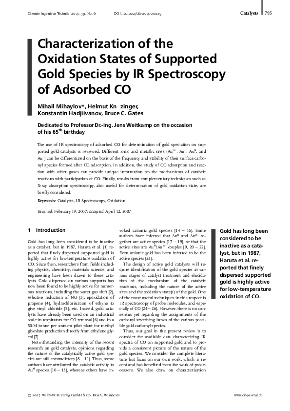 (PDF) Characterization of the Oxidation States of Supported Gold ...