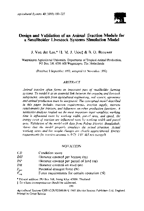 (PDF) Design and validation of an animal traction module for a ...
