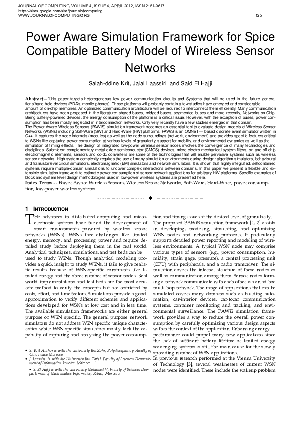 (PDF) 9 article JOC Power-Aware-Simulation-Framework-for-Spice-Compatible-Battery-Model-of ...