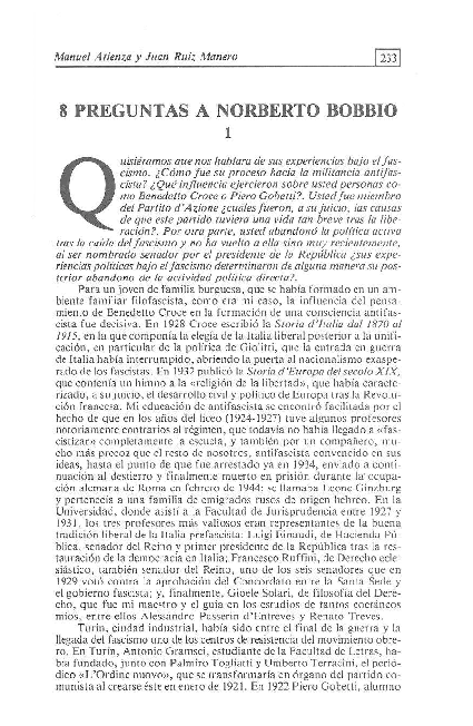 (PDF) Manuel Atienza y Juan Ruiz Manero - 8 preguntas a Norberto Bobbio