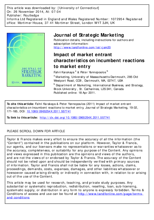 (PDF) Impact of market entrant characteristics on incumbent reactions ...