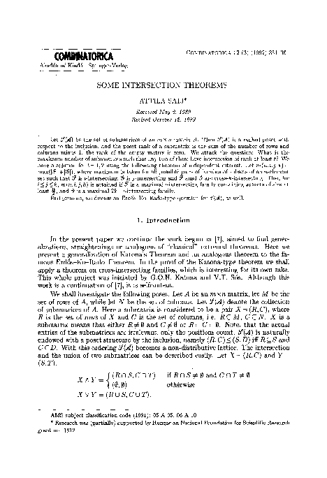(PDF) Some intersection theorems