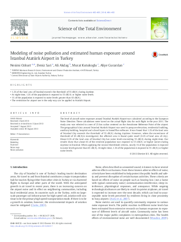 Pdf Modeling Of Noise Pollution And Estimated Human Exposure Around İstanbul Atatürk Airport