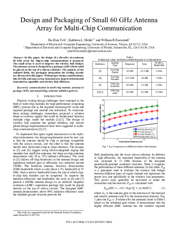 (PDF) Design and packaging of small 60 GHz antenna array for multi-chip ...