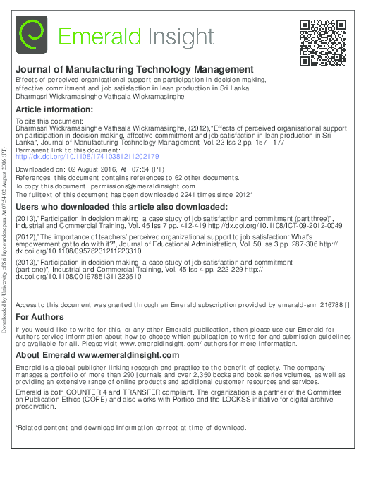 (PDF) Journal of Manufacturing Technology Management