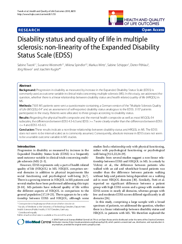 (PDF) Systematic literature review and validity evaluation of the Expanded Disability Status ...