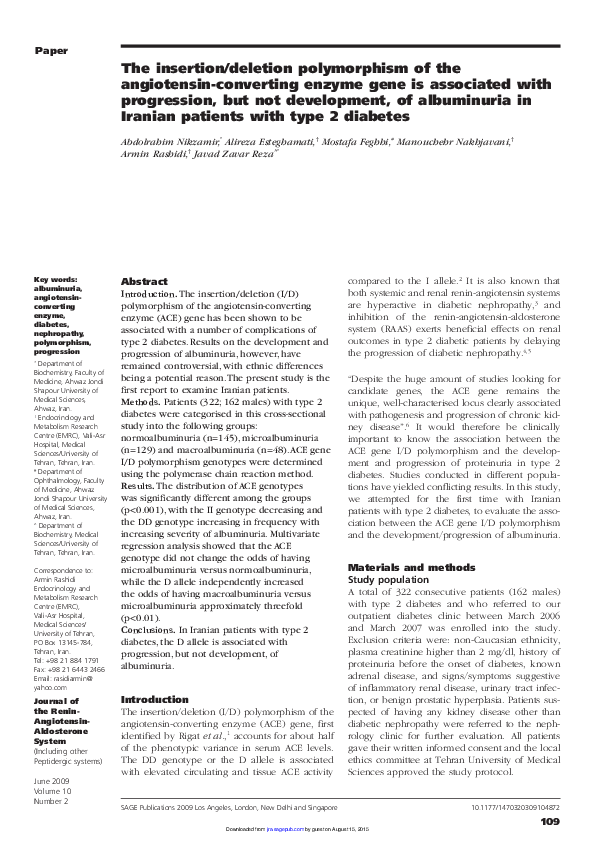 (PDF) Polymorphism in the Angiotensin-Converting Enzyme (ACE) Gene and Sarcoidosis | Jonas ...