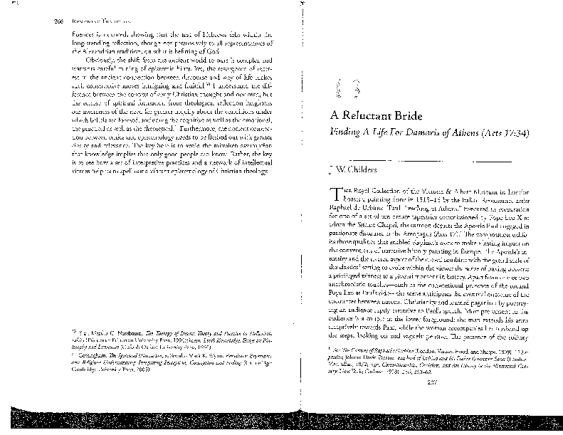 (PDF) A Reluctant Bride: Finding a Life for Damaris of Athens (Acts 17:34).