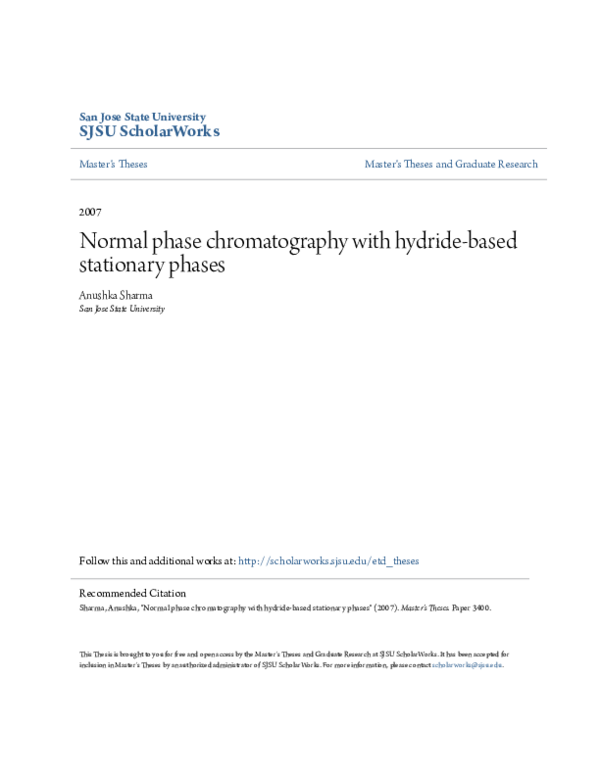 (PDF) Normal phase chromatography with hydride-based stationary phases