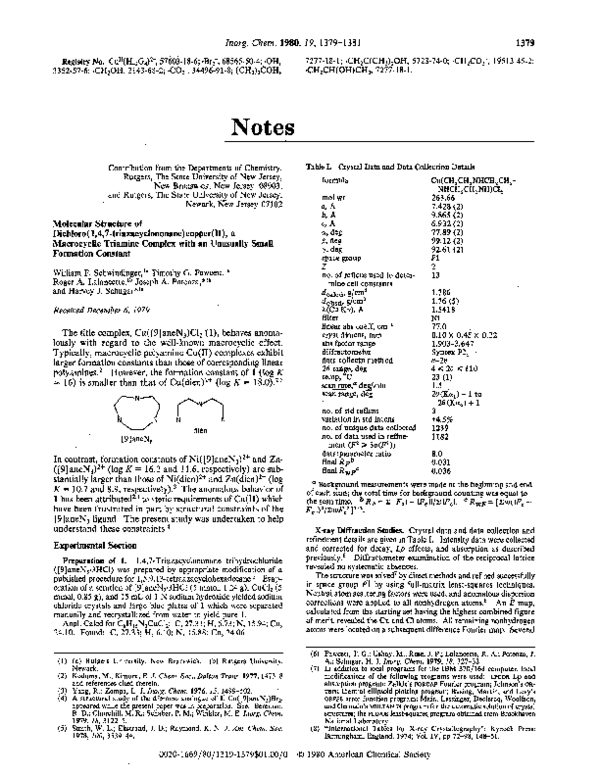 (PDF) Molecular structure of dichloro(1,4,7-triazacyclononane)copper(II ...
