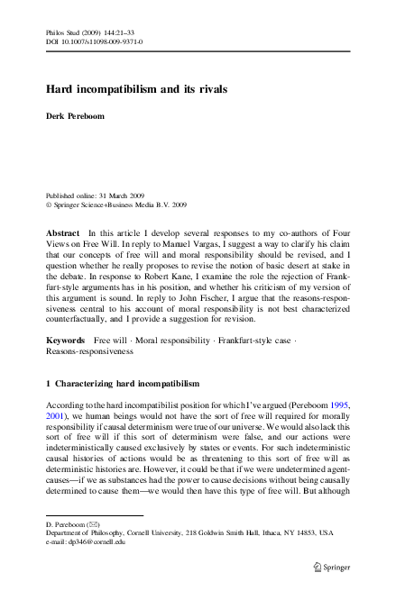(PDF) Hard incompatibilism and its rivals