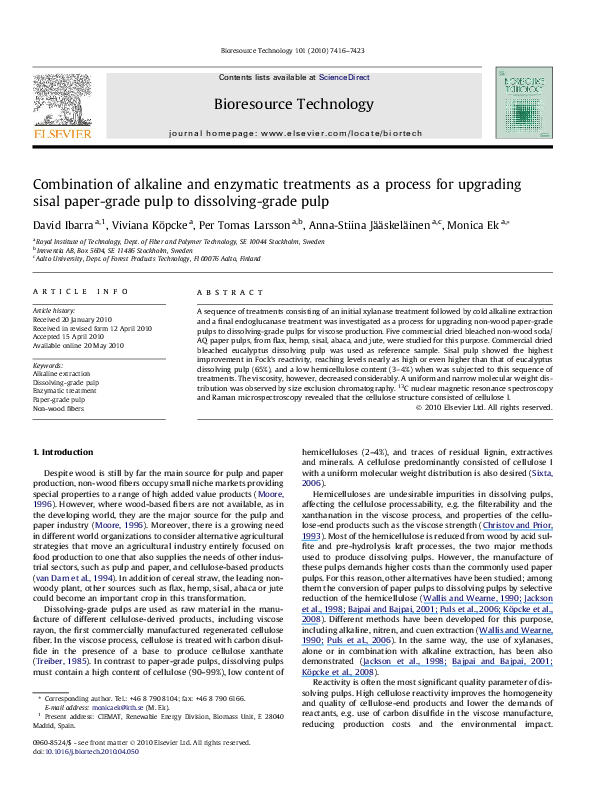 (PDF) Combination of alkaline and enzymatic treatments as a process for ...